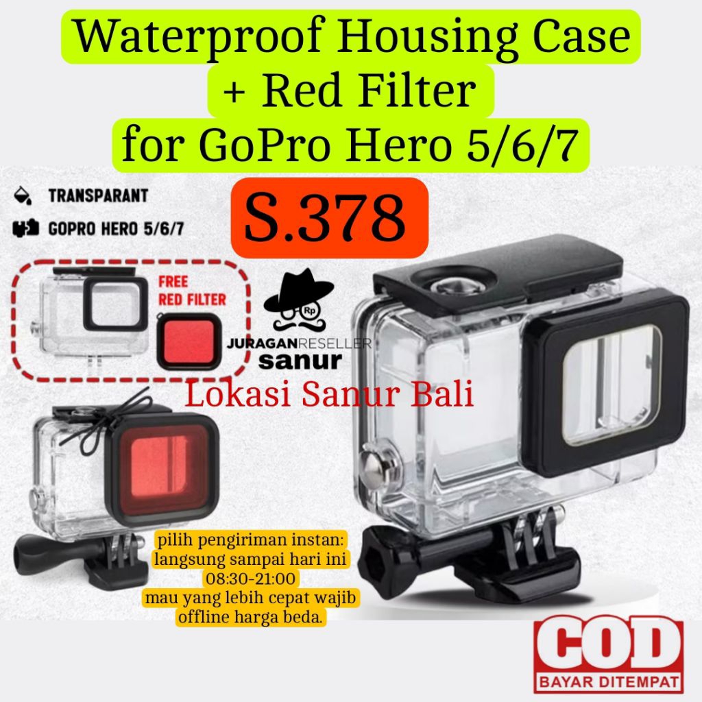 Jual Casing Waterproof case GoPro Hero 5 6 7 Red Filter max 45m kode ...