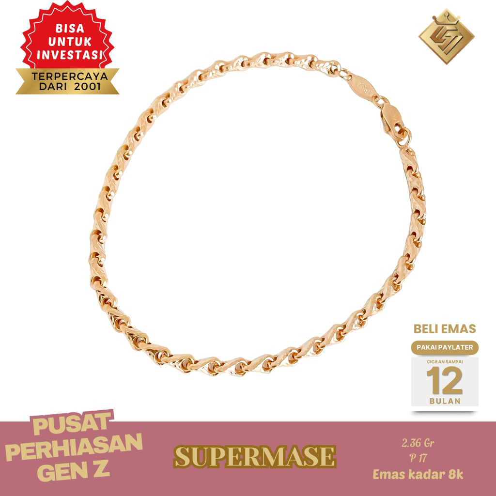 Jual Gelang Infinity Shimmer Emas 8K Ringan - Supermase | Shopee Indonesia