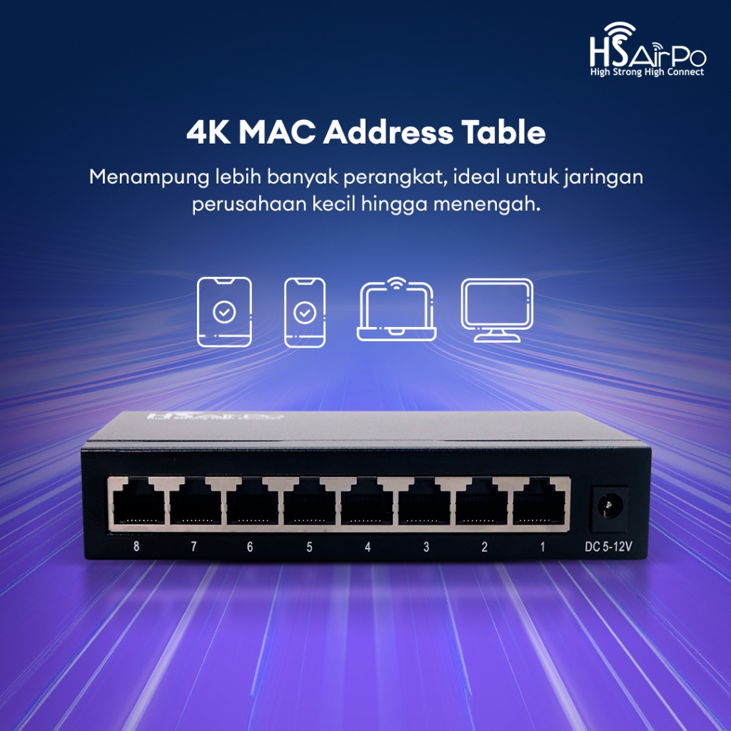 Jual HSAirPo Switch Ethernet 8 Port Gigabit 10/100/1000M – RJ45 LAN Hub ...
