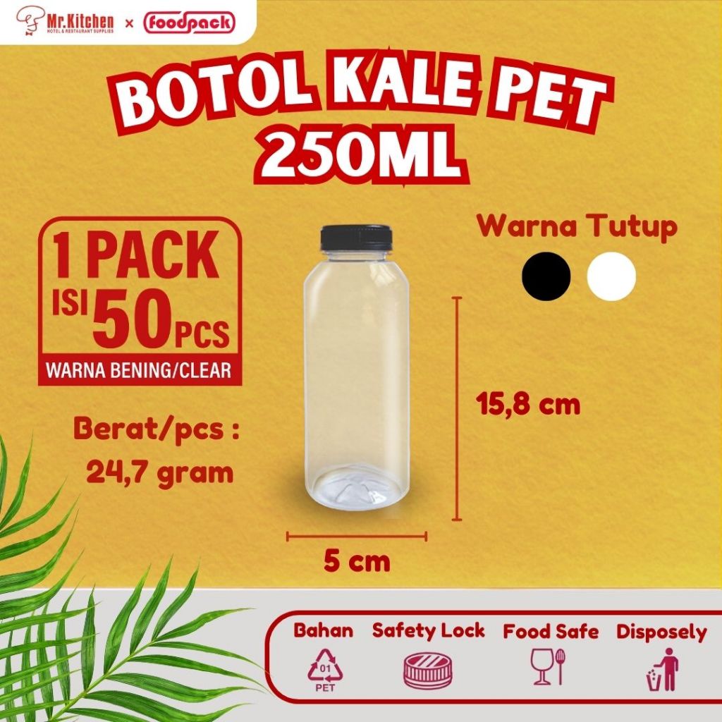 Jual [ISI 50pcs] 250ml Botol KALE Plastik Bulat PET Food Grade TEBAL ...