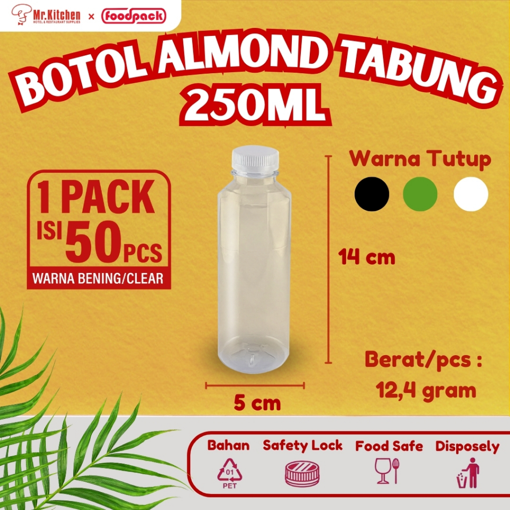 Jual [ISI 50pcs] 250ml Botol ALMOND Plastik / Botol Cimory / Botol Pir ...