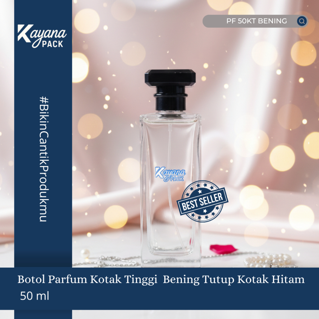 Jual BOTOL PARFUM 50ML KOTAK TINGGI BENING TUTUP A2 KOTAK HITAM SPRAY ...