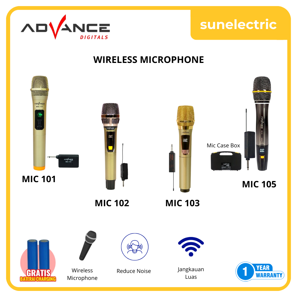 Jual Advance Microphone Professional Mic Wireless Single / Dual Mic ...