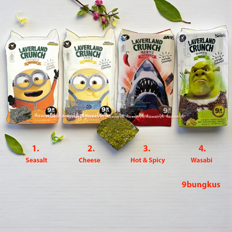 Jual Laverland Crunch 9pack Seaweed Seasalt Cheese Hot & Spicy Wasabi ...