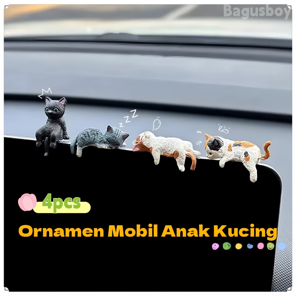 Jual [4PCS] Ornamen Mobil Anak Kucing/4Pcs Hiasan Dashboard Mobil Lucu ...