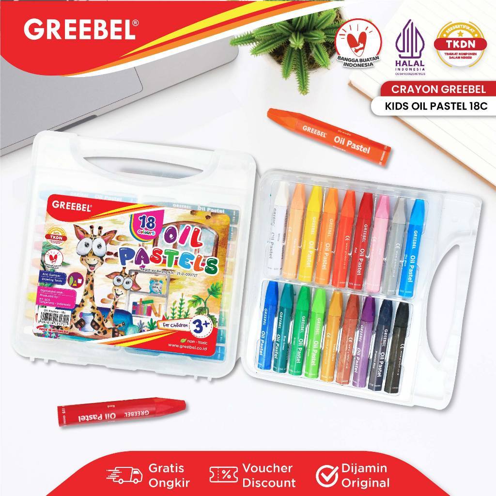 Jual Greebel Crayon Krayon 18 Warna Kids Oil Pastel 18 Warna [ Original ...