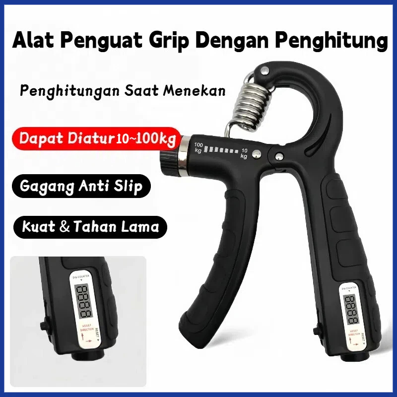 Jual Hand Grip Counter Adjustable 10-100KG Alat Latihan Otot Tangan ...