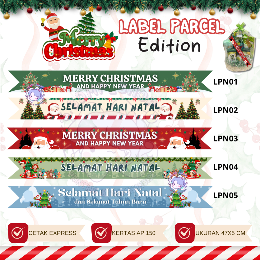 Jual LABEL PARCEL HAMPERS UCAPAN SELAMAT HARI NATAL MERRY CHRITMAS ...