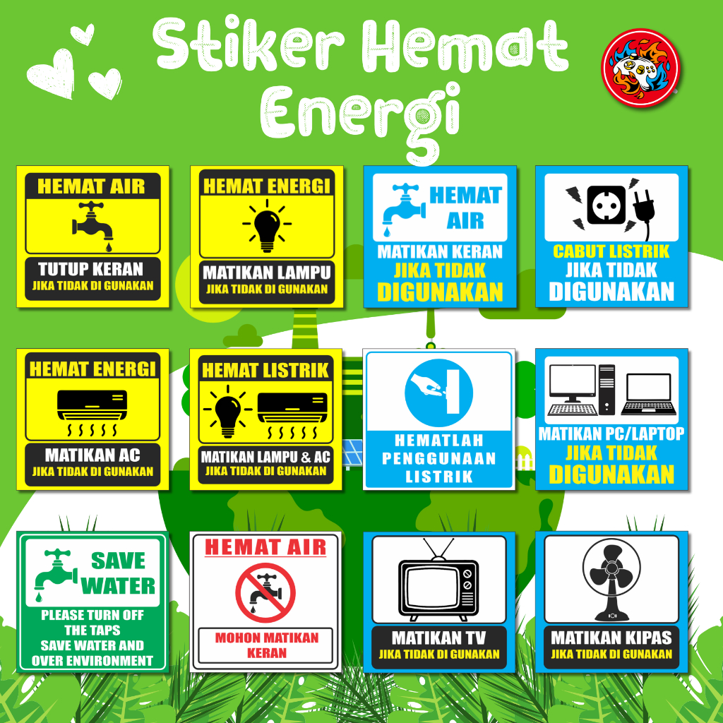 Jual STIKER HEMAT ENERGI | matikan AC, matikan KIPAS ANGIN, matikan ...