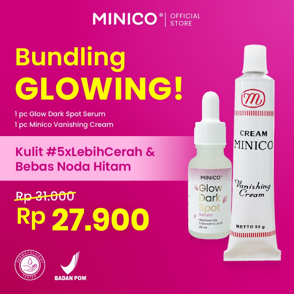 Jual Minico Glowing Skin Paket Bundle BPOM Serum Tranex Acid ...