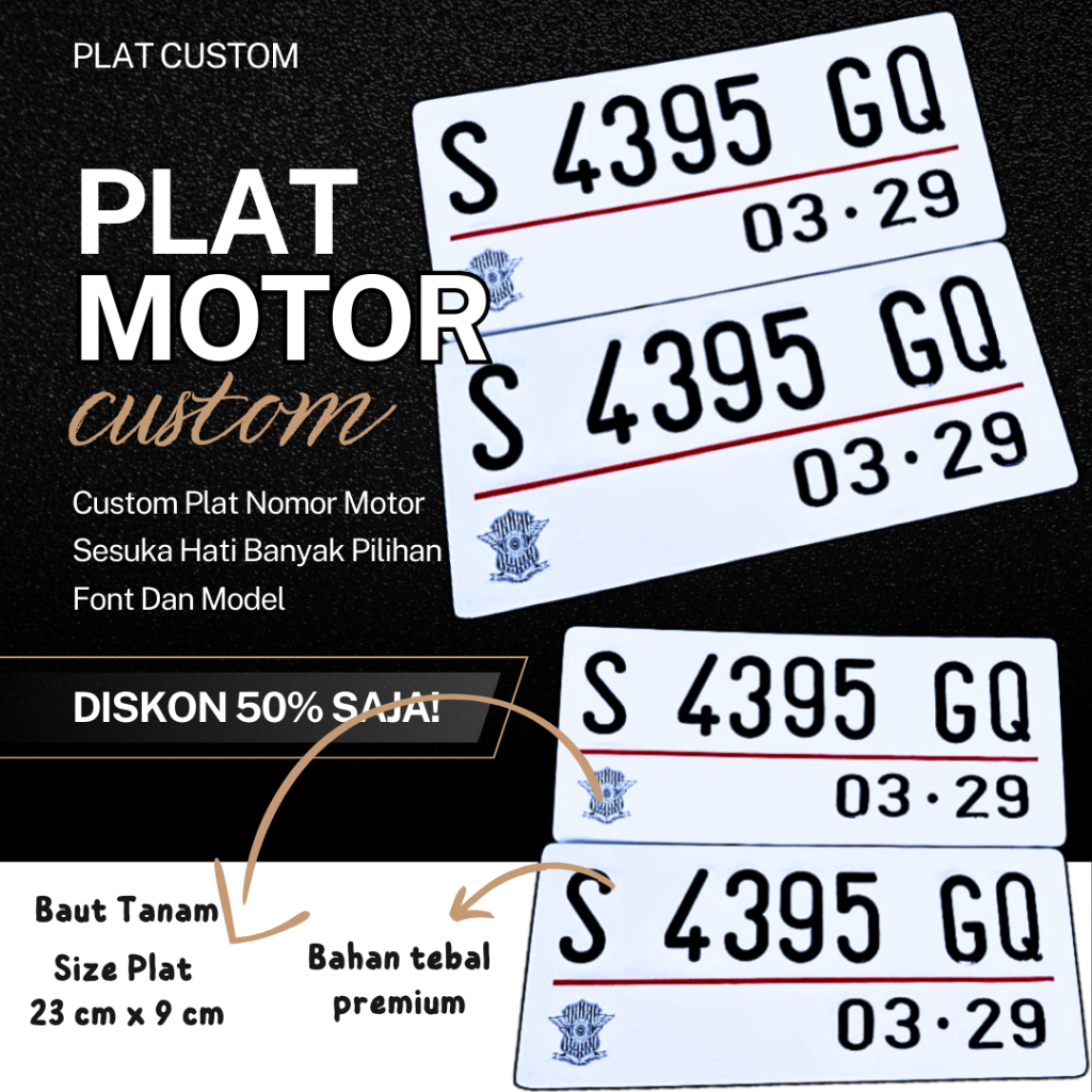 Jual Plat motor warna putih / plat motor custom / plat motor baut tanam ...