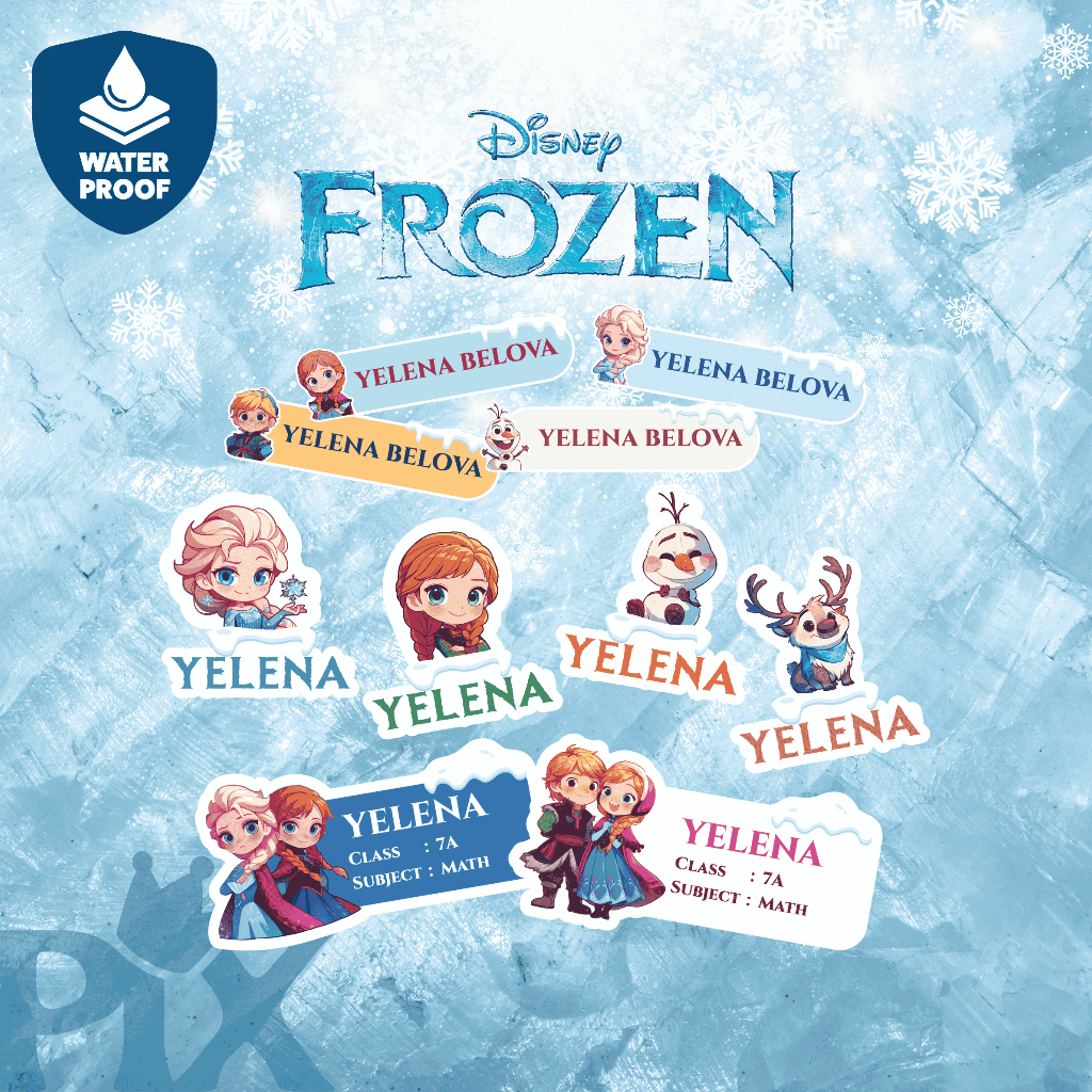 Jual Custom Sticker Label Nama Anak - Disney Frozen / Sticker Elsa ...
