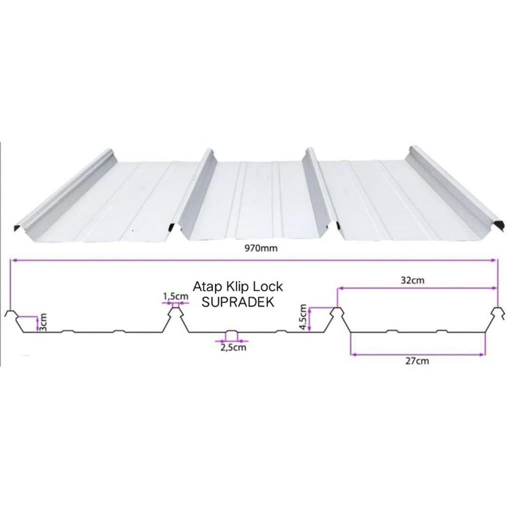 Jual Atap kliplok SUPRADEK Galvalum SNI AZ100 Le 970mm klip lock bjls 0 ...