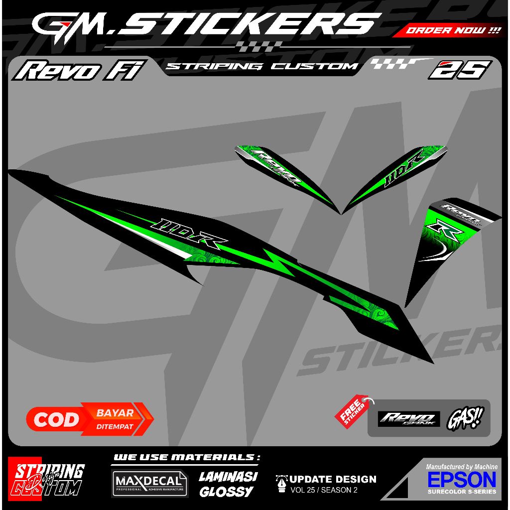 Jual STRIPING STIKER VARIASI MOTOR HONDA REVO FI REVO INJEKSI MOTIF ...