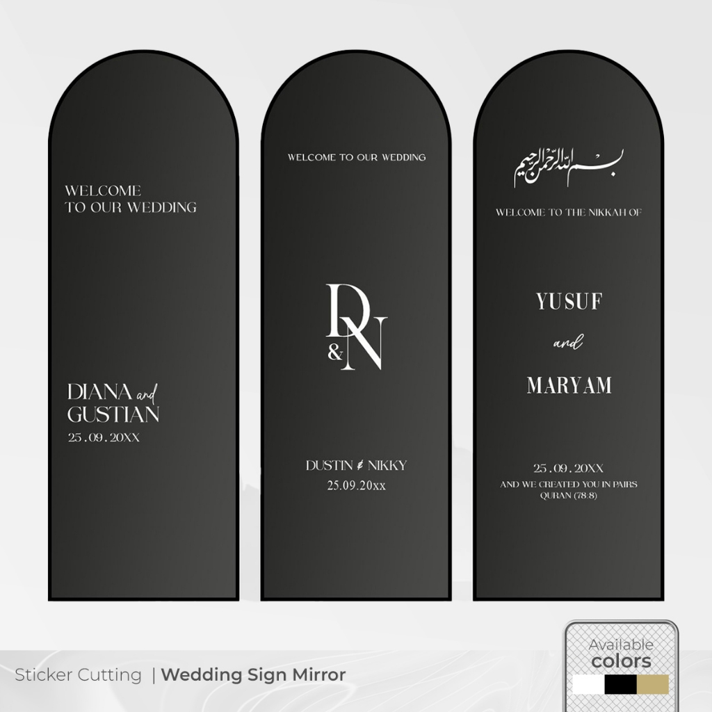 Jual Sticker Cutting Welcome Sign | Sticker Wedding Sign Mirror ...
