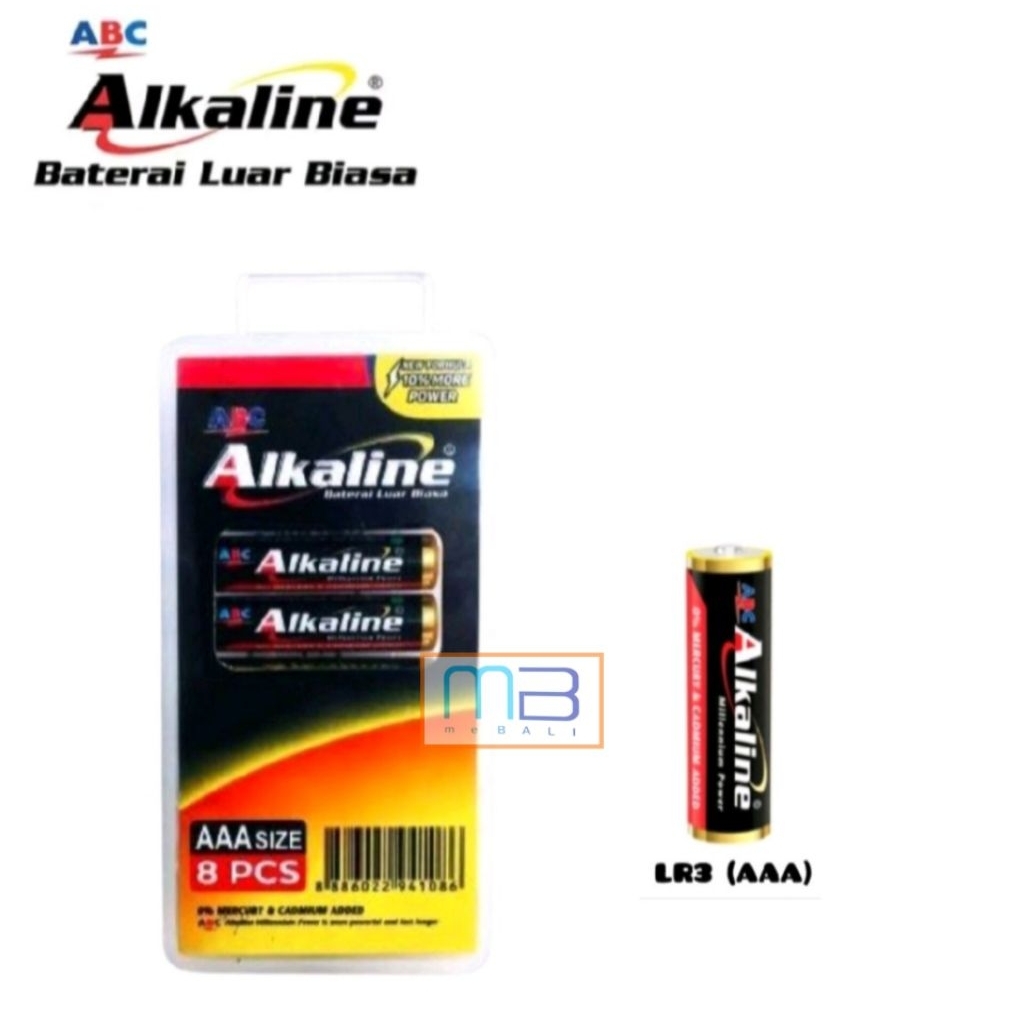 Jual Battery ABC Alkaline AAA A3 LR03 Isi 8 With Casing | Shopee Indonesia