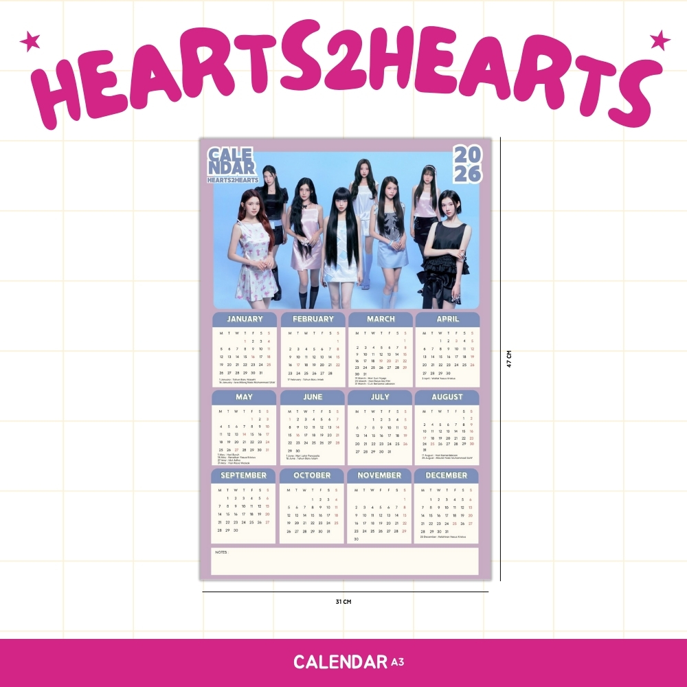 Jual 2026 KALENDER HEARTS2HEARTS KPOP UNOFFICIAL H2H CARMEN JIWOO YUHA ...