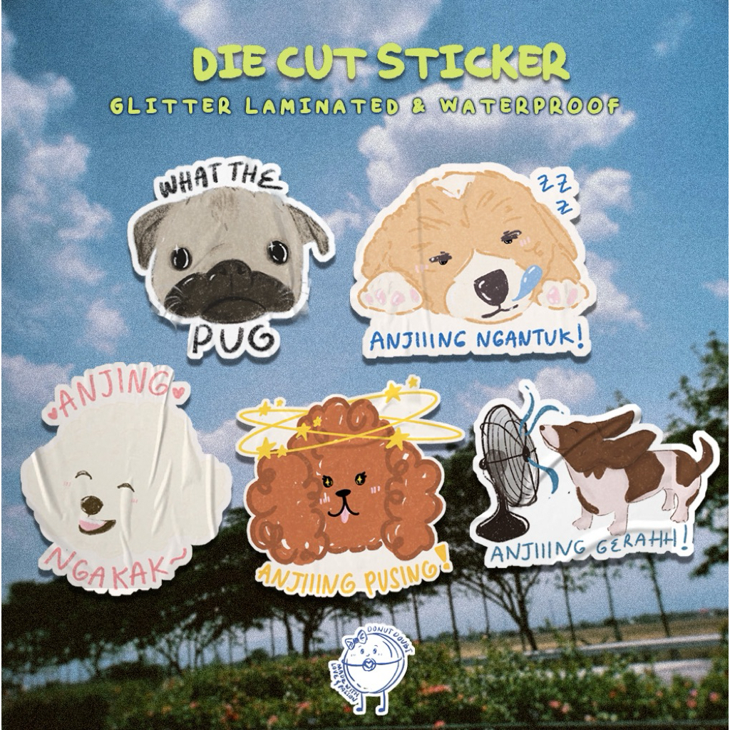 Jual DonutDoubt Meme Sticker Anjing Edition - Glitter Sticker - Cute ...
