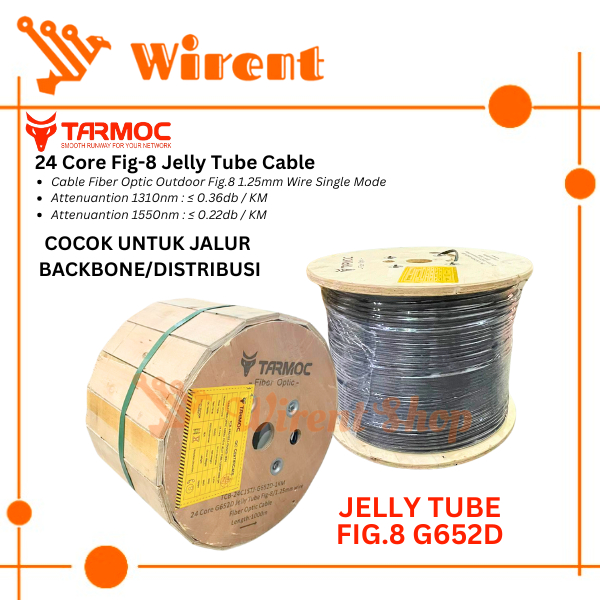 Jual Tarmoc TCB-24C1STJ-G652D-2KM | Fiber Optic Cable G652D Fig-8 Jelly ...