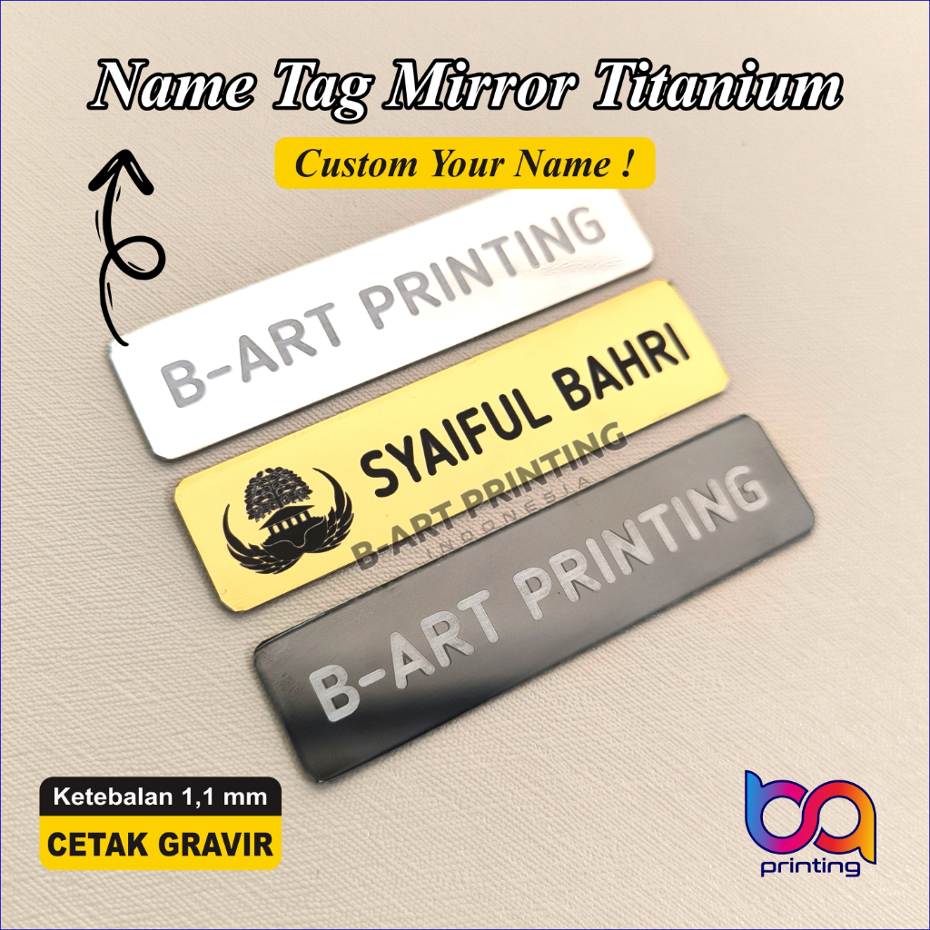 Jual Papan Nama Dada Laser Titanium Mirror PAPAN NAMA STAINLESS NAME ...