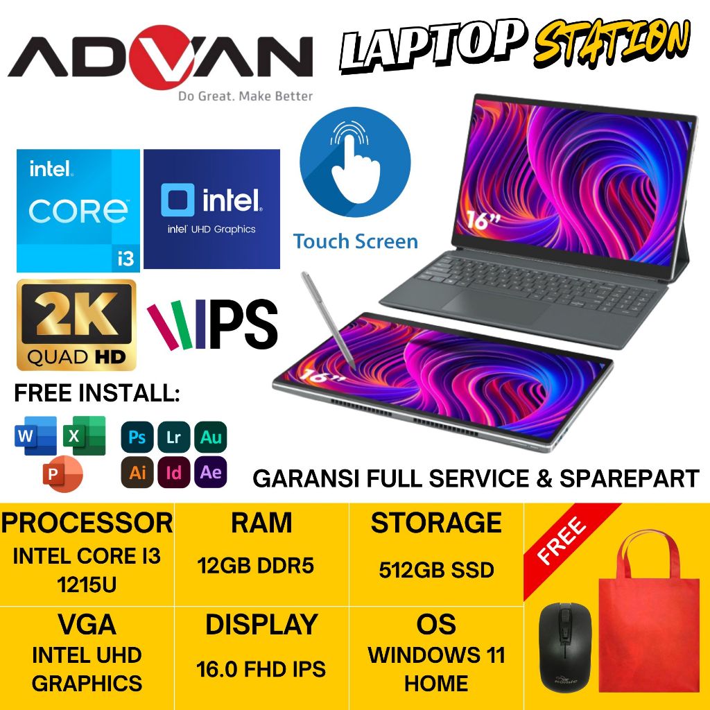 Jual Advan EVO-X 16 2IN1 Intel i3 1215U RAM 12GB DDR5 512GB SSD 2.5K ...