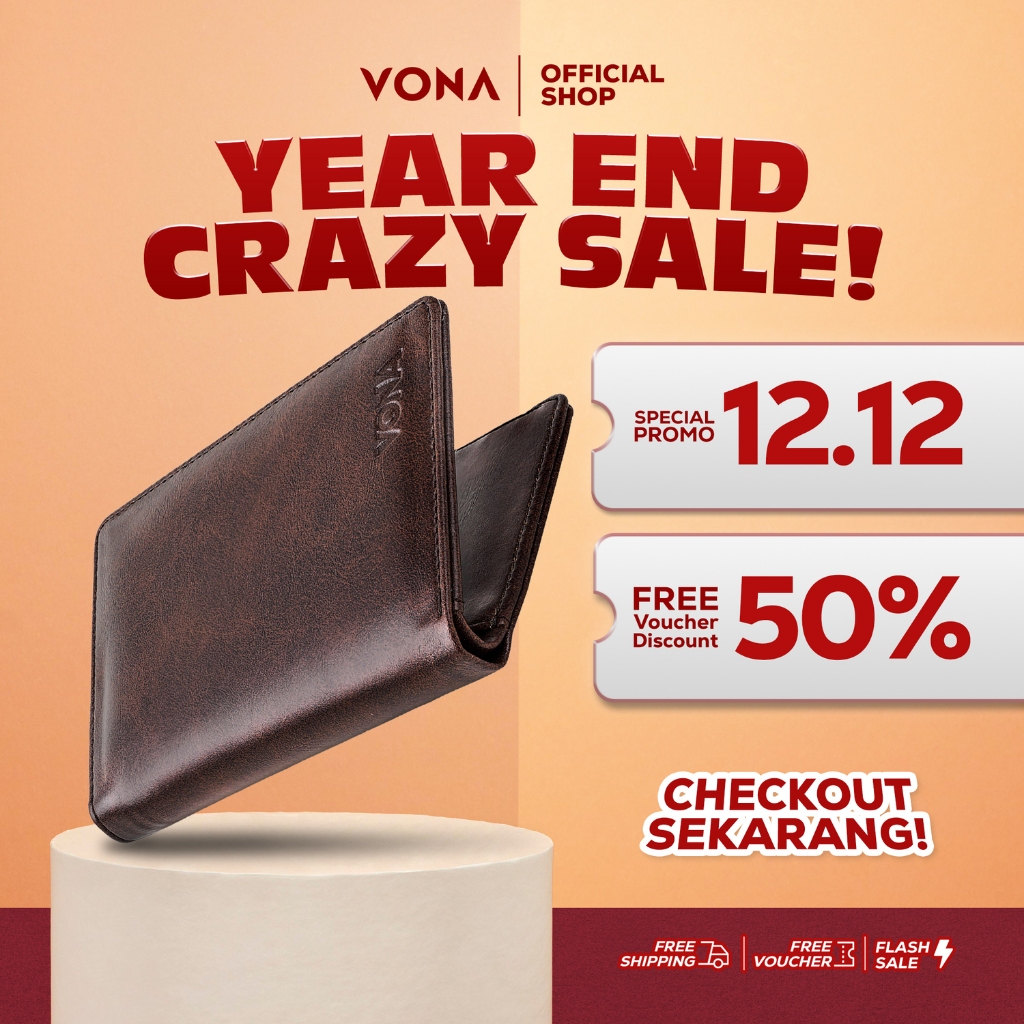 Jual VONA Hawk Medium Wallet - Dompet Pria Wanita 3/4 Kulit PU Sintetis ...
