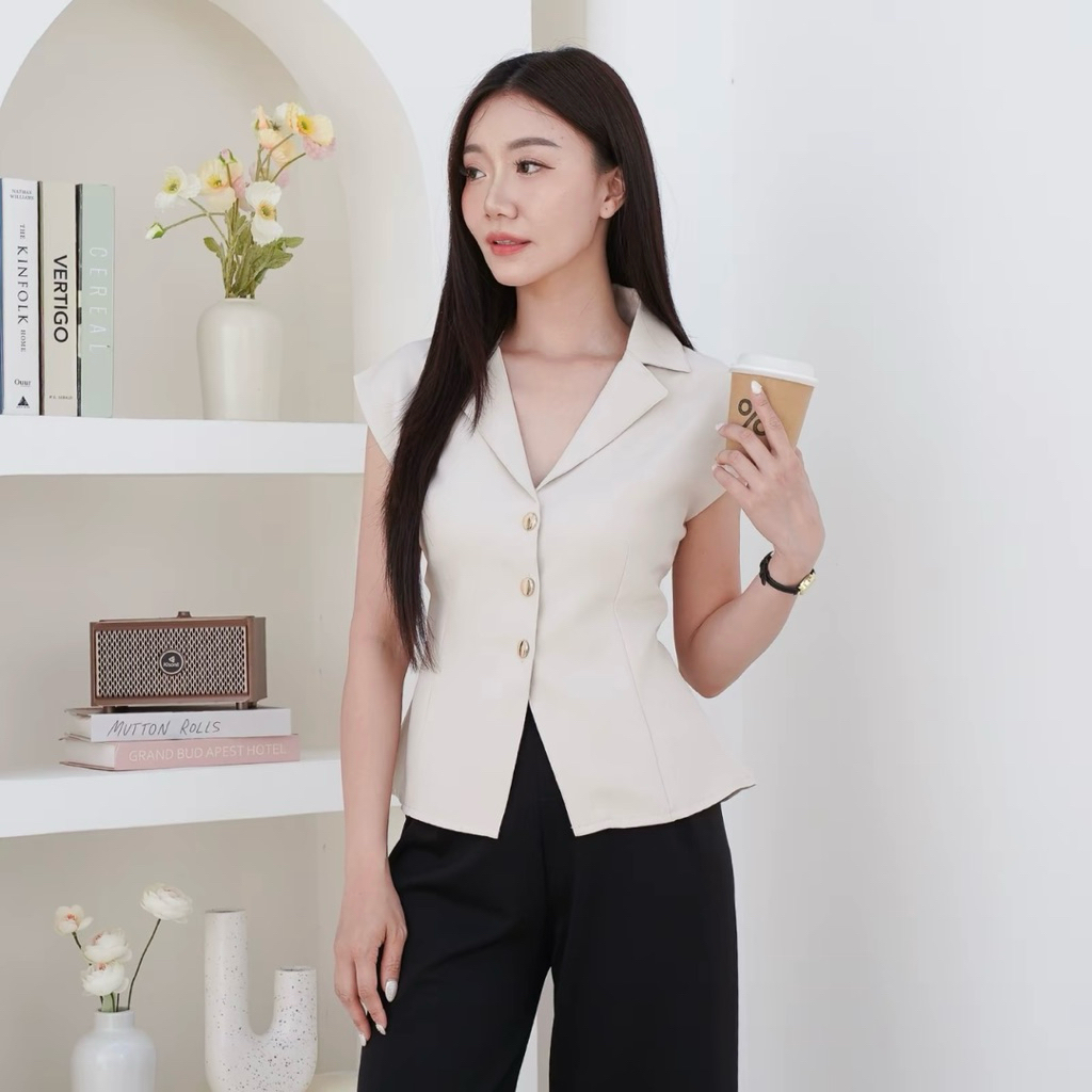 Jual Belawai - Joie Fitted Vest - Atasan Wanita Korean Vest Sleeveless ...