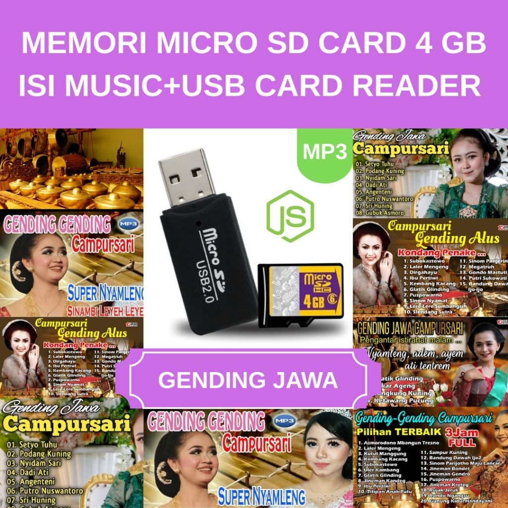 Jual ISI (GENDING JAWA) MEMORI 4 GB MICRO SD CARD ORI+USB CARD READER ...