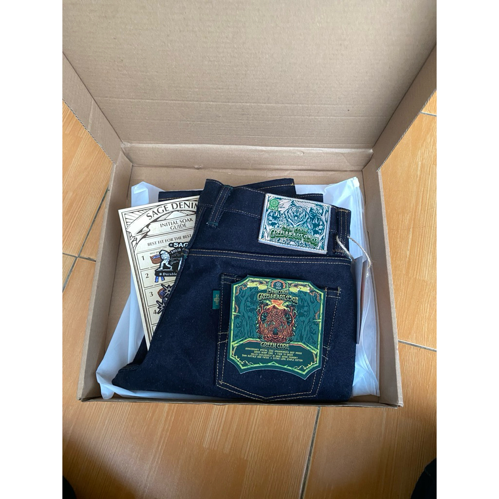 Jual sage denim aniversary green core 23 oz | Shopee Indonesia