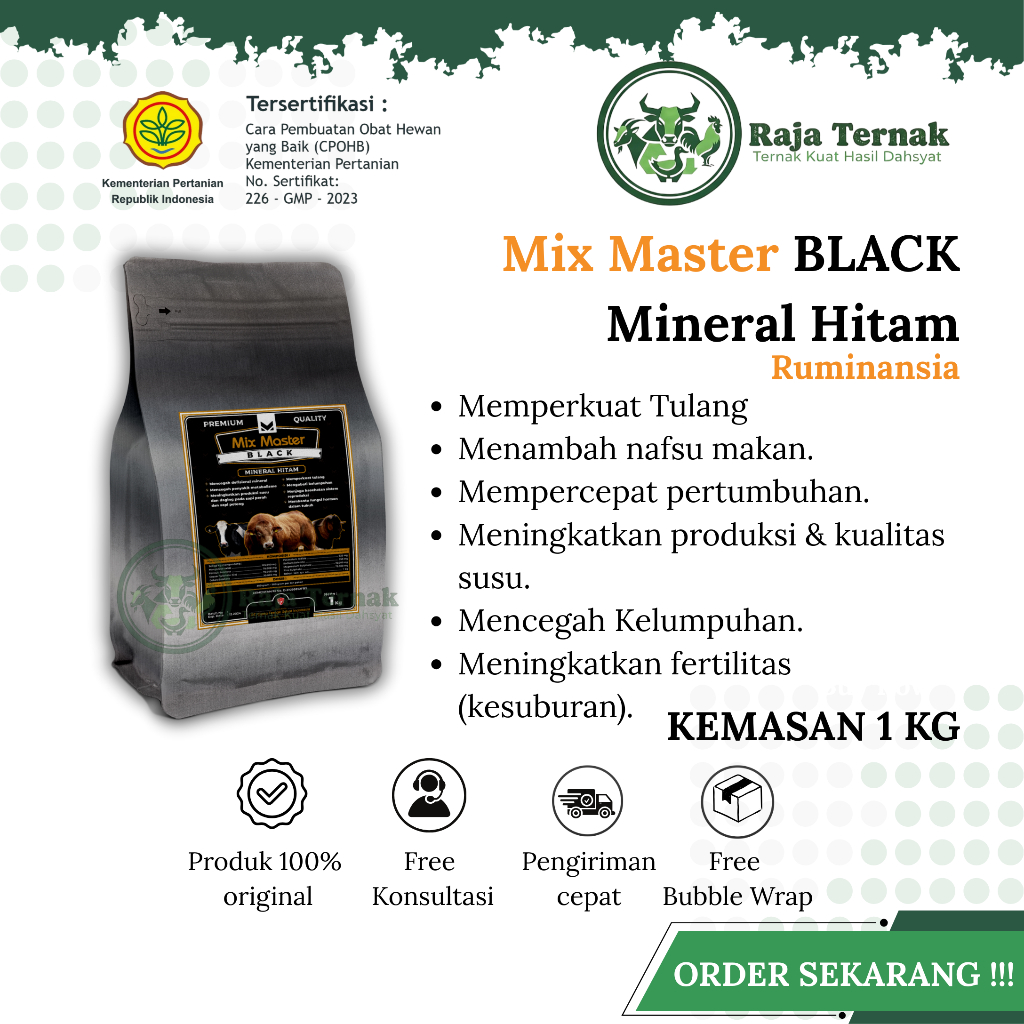 Jual MIX MASTER BLACK MH - Mineral Hitam Untuk Hewan Ternak Sapi ...