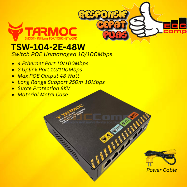 Jual Tarmoc Switch POE HUB CCTV IPCAMERA 4 Port 10/100 + 2 Uplink 10/ ...