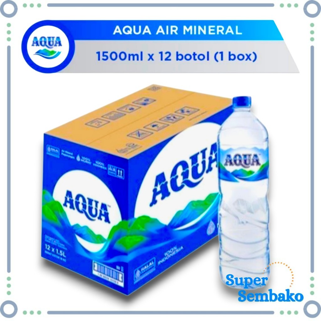 Jual AIR MINERAL AQUA BOTOL BESAR 1500ml PER DUS ISI 12 BOTOL MURAH ...