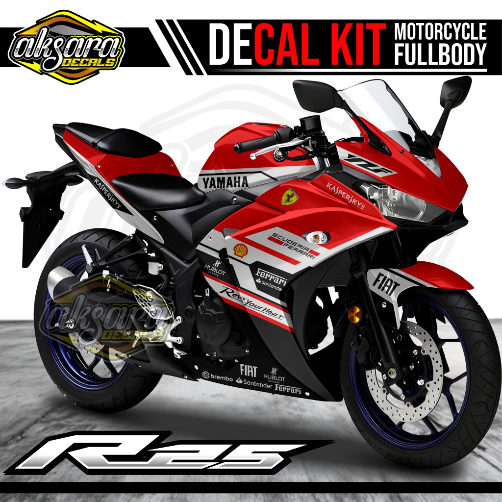 Jual (COD) Decal Sticker Motor Full Body Yamaha R25 Gen1 Livery Ferarri ...