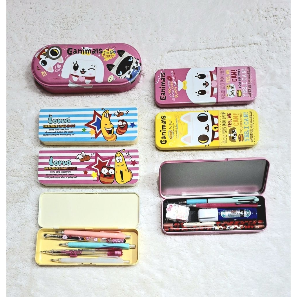 Jual Tin Pencil Case Canimals and Larva with different shape - Korean ...