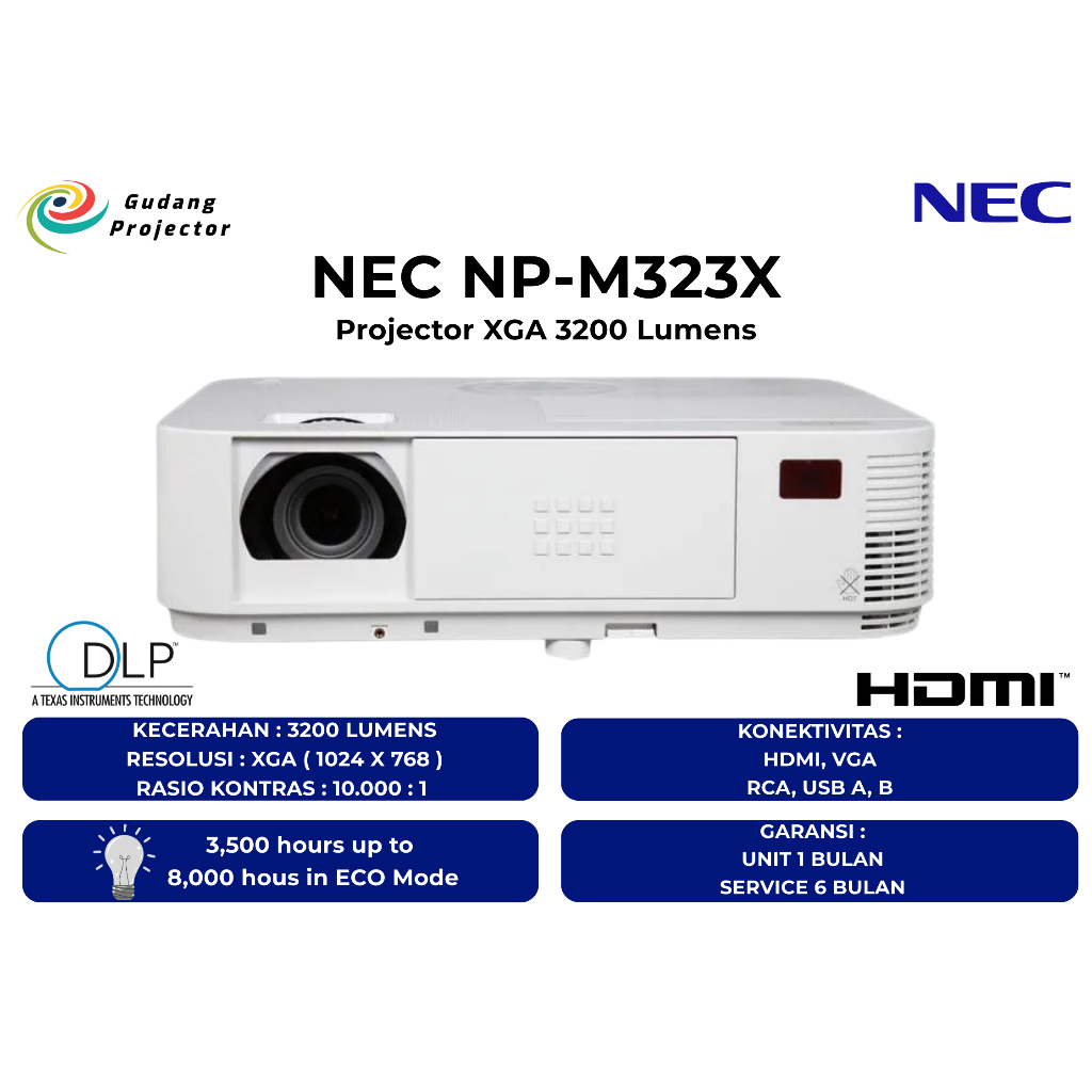 Jual Proyektor Second NEC NP-M323X HDMI 3200 Lumens Terang! | Shopee ...