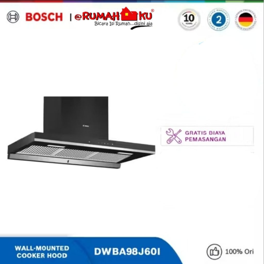 Jual Bosch DWBA98J60I Seri 4 Wall Mounted Chimney Cookerhood | Shopee ...
