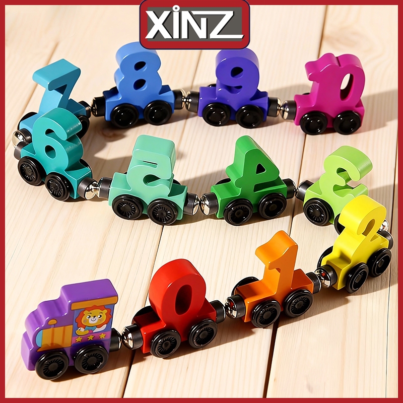 Jual XiNZ Mainan Anak Kayu Magnet Keretadigital hewan Kereta Api Beroda ...
