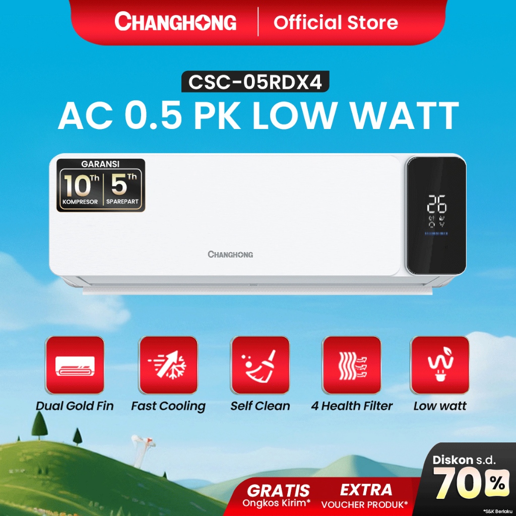Jual CHANGHONG AC 1/2 PK - CSC 05RDX4 LOW WATT [INDOOR + OUTDOOR UNIT ...