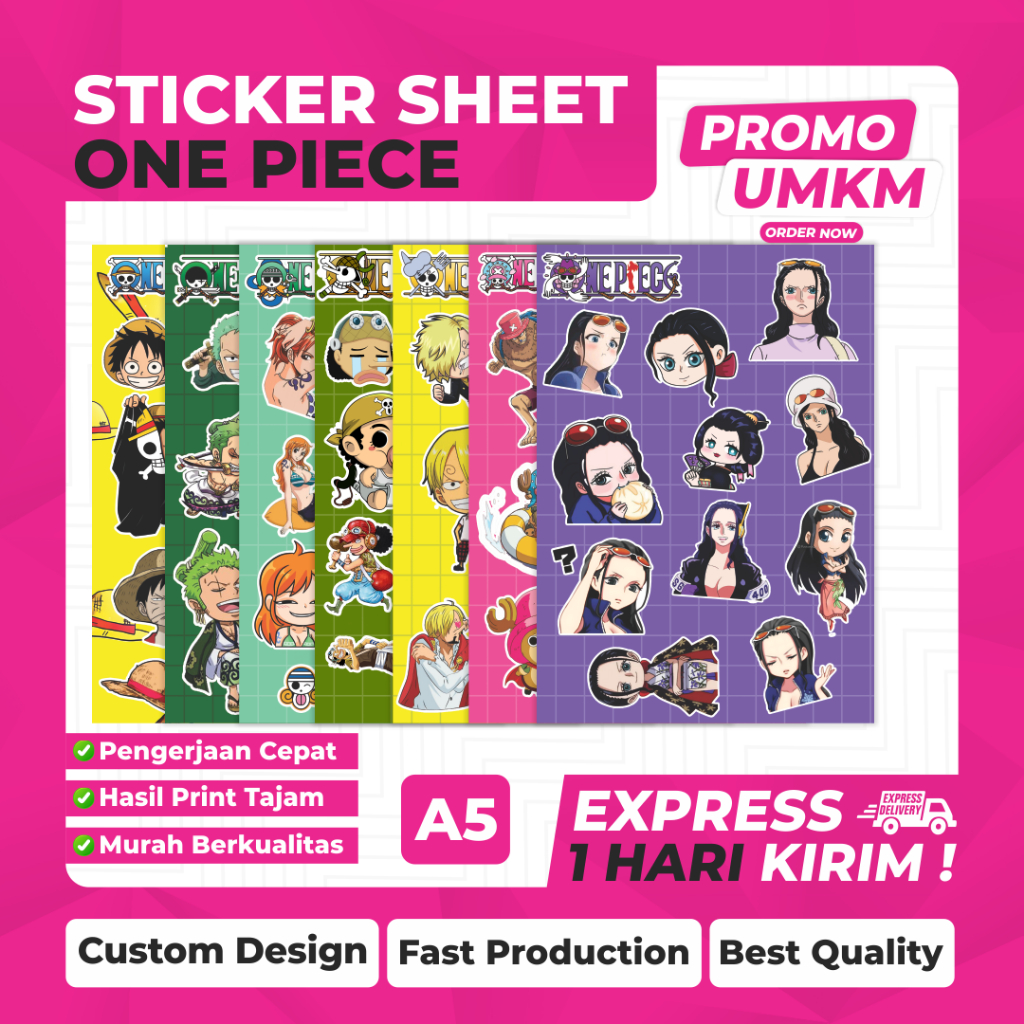 Jual STIKER KARAKTER ANIME ONE PIECE A5 – WATERPROOF, CUTTING RAPI ...