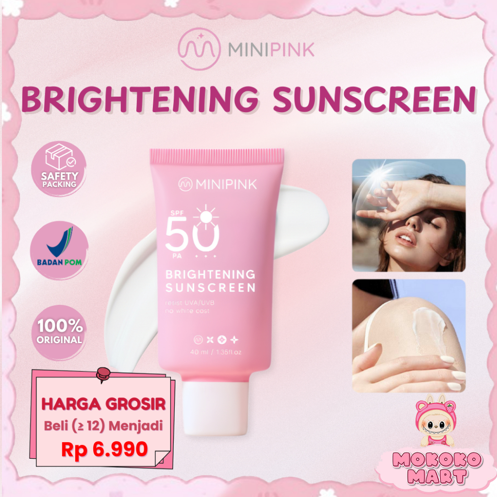 Jual MM MINIPINK Sunblock SPF 50+ Brightening Sunscreen Wajah 40ml ...