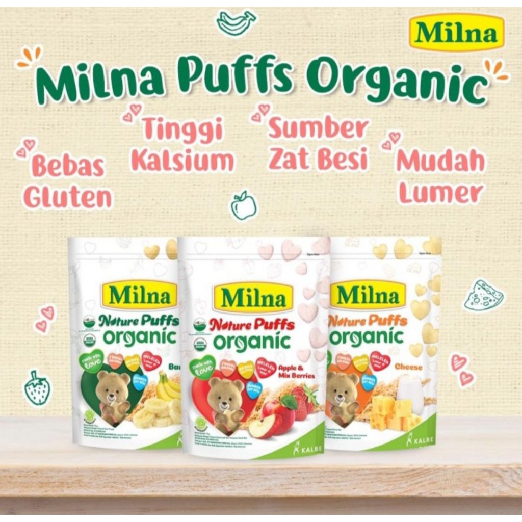 Jual Cemilan Bayi Milna Puffs Organic Bebas Gluten Dan Mudah Lumer Rasa ...