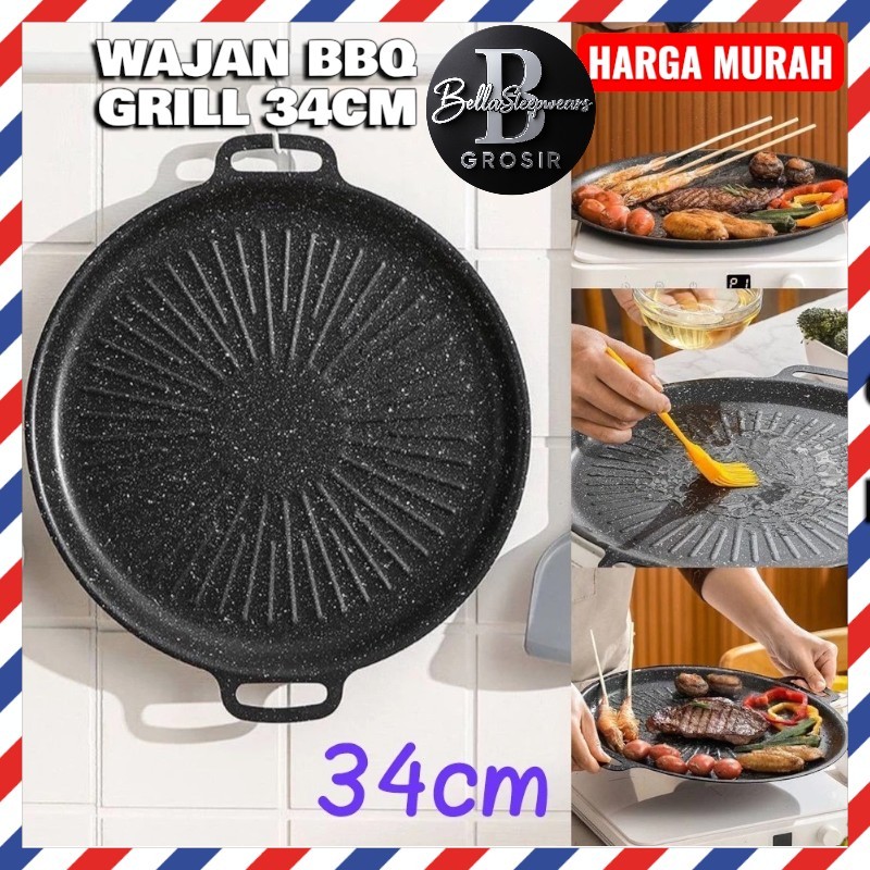 Jual BELLA | WAJAN BBQ GRILL PAN KOREA 34CM | Wajan Konduksi Korean Bbq ...