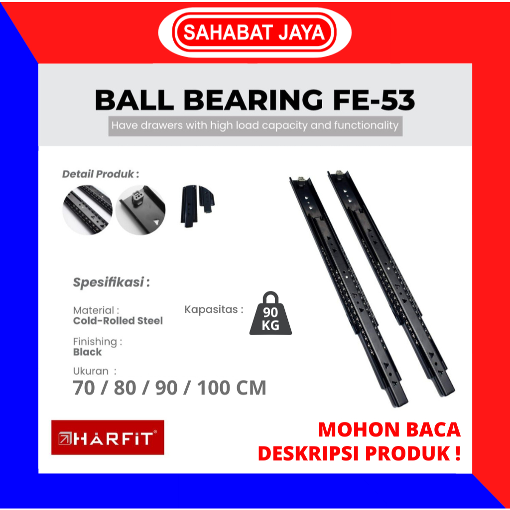 Jual HARFIT Rel Laci Double Full Extension FE-53 Heavy Duty 70 80 90 ...
