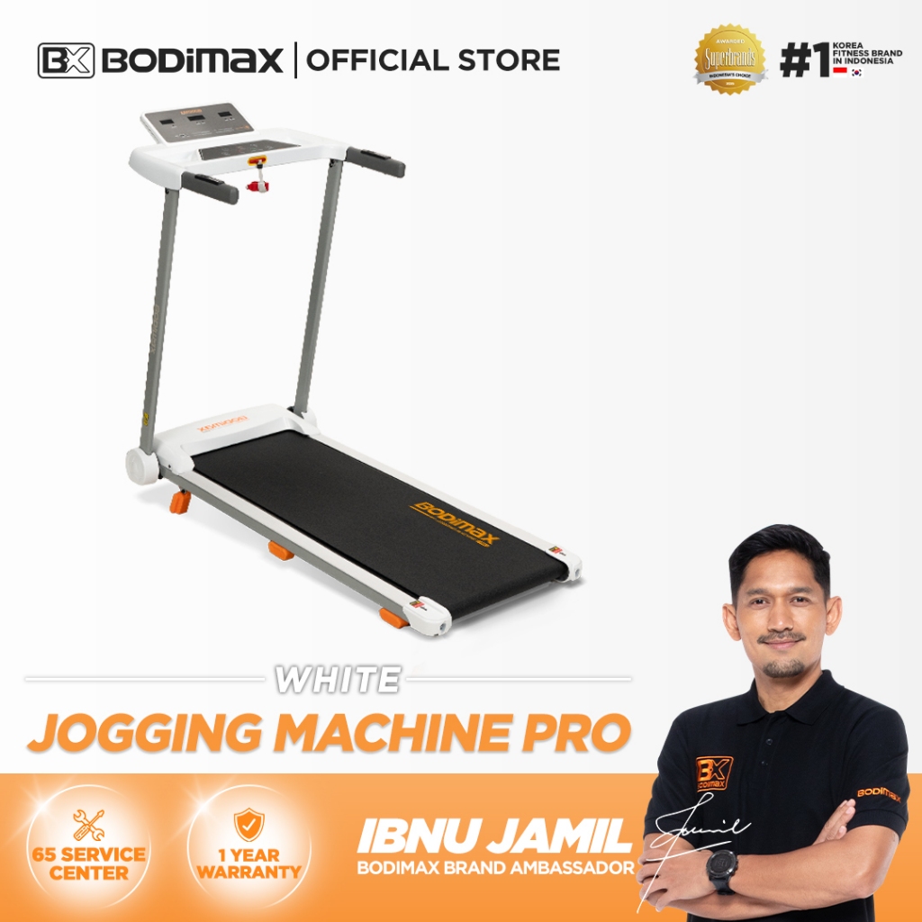 Jual BODIMAX JOGGING MACHINE PRO WHITE / Treadmill 10KM / Incline ...