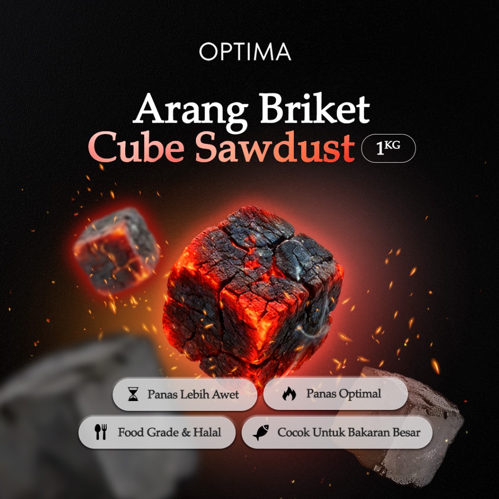 Jual Optima Arang Briket Cube Sawdust Panas Mebara hingga 600 derajat ...