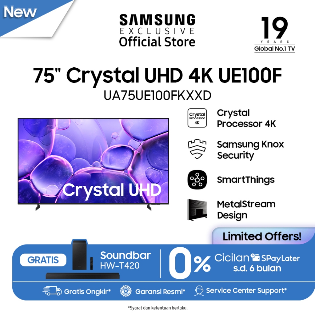 Jual Samsung 75" Crystal UHD 4K UE100F 4K Smart TV - UA75UE100FKXXD ...
