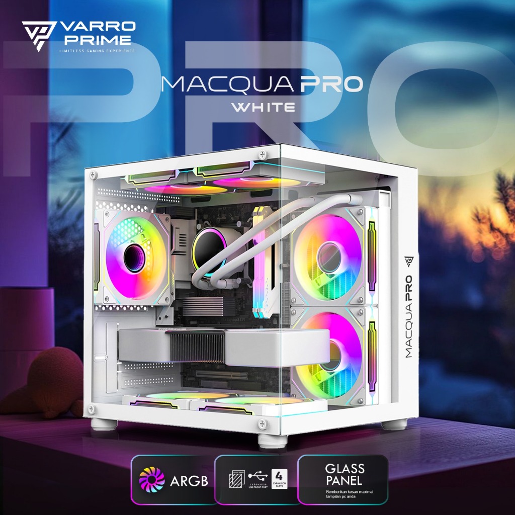 Jual Casing PC Gaming Varro Prime Macqua Pro M-ATX Free 3 Fan RGB ...