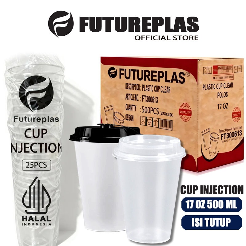 Jual Futureplas Cup Injection 17oz 500ml Isi Tutup / Gelas Thinwall ...