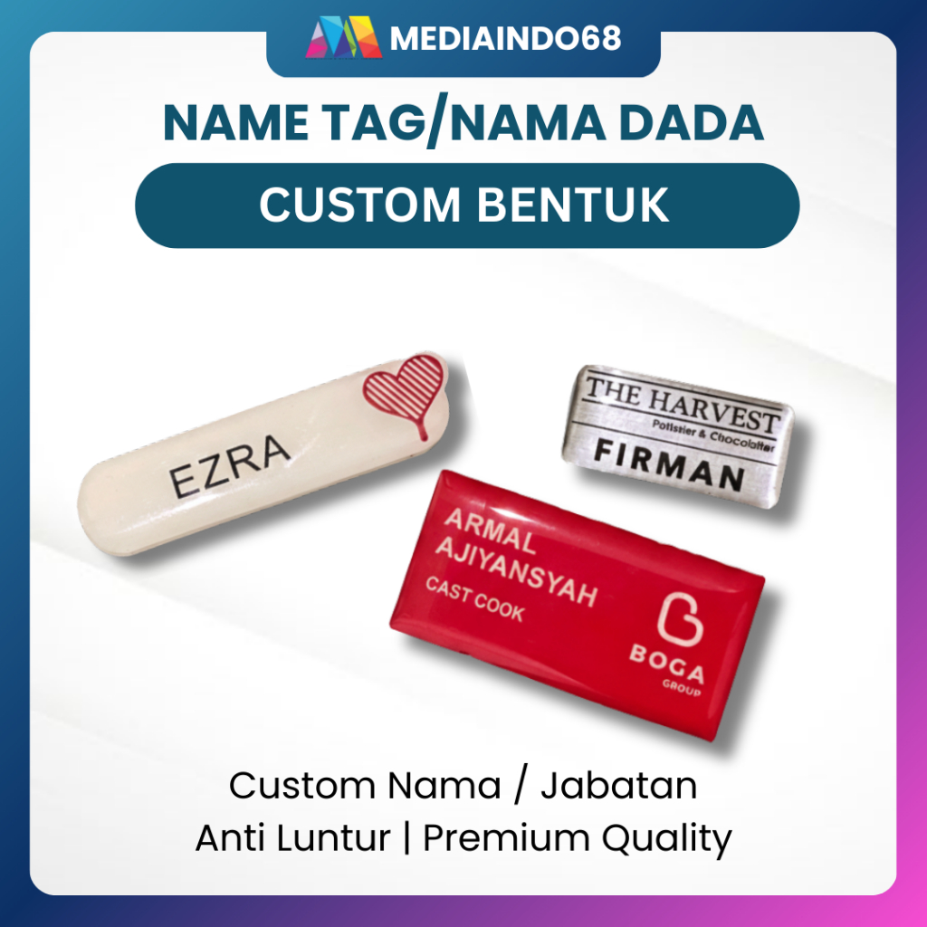 Jual NAME TAG/NAMA DADA AKRILIK- CUSTOM BENTUK/UKURAN | Shopee Indonesia