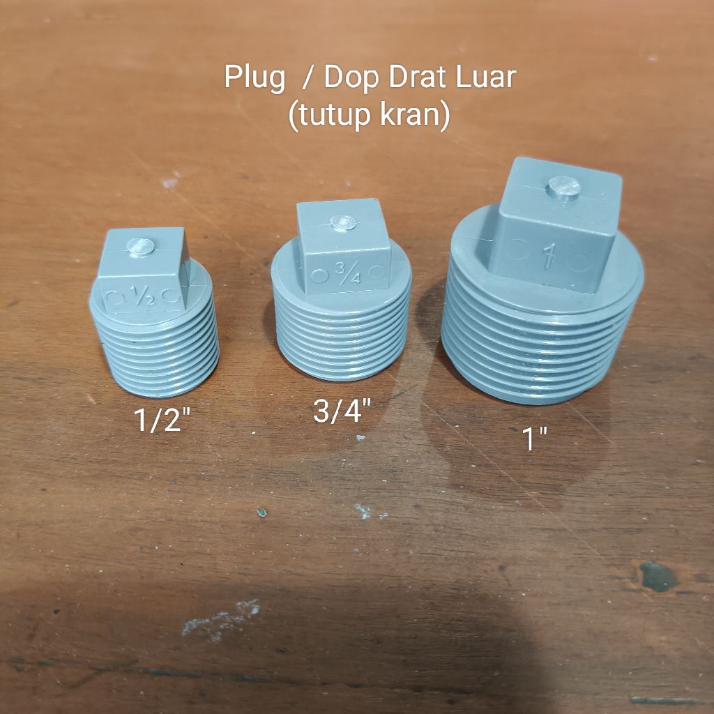 Jual Plug 1/2 3/4 1 inch Tutup pipa Dop Drat Luar Tutup Kran Keran Air ...